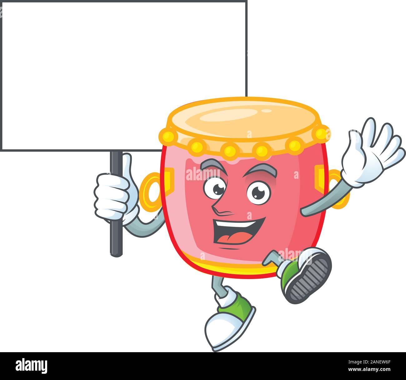 An icon of chinese red drum cartoon character style bring board Stock ...