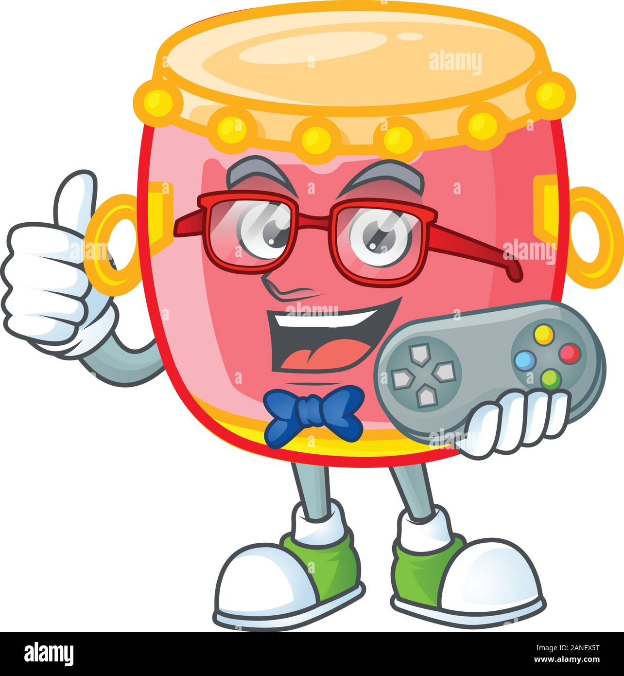 Smiley gamer chinese red drum cartoon mascot style Stock Vector Image ...
