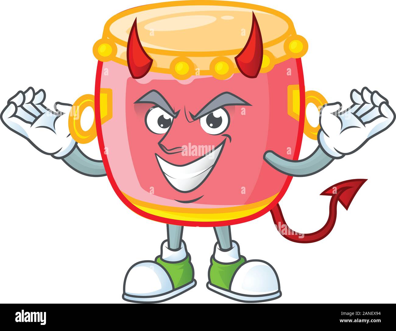 Devil chinese red drum Cartoon character design Stock Vector Image ...