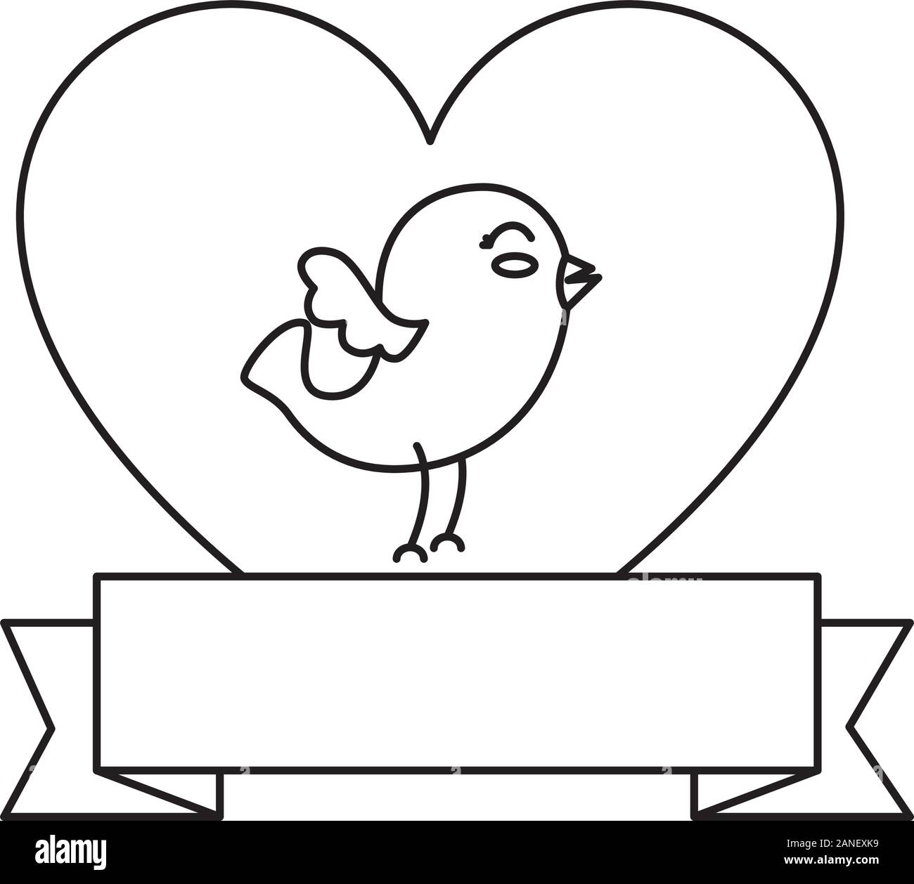 cute bird with heart and ribbon Stock Vector Image & Art - Alamy