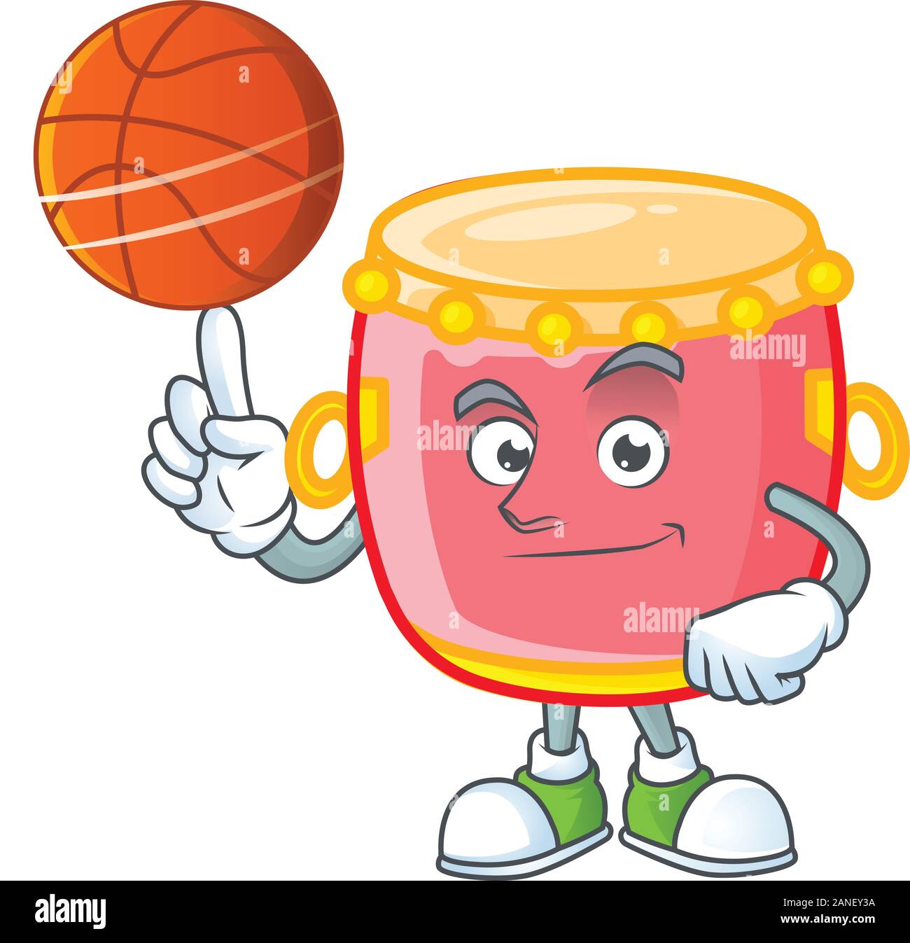 a Healthy chinese red drum cartoon character playing basketball Stock ...