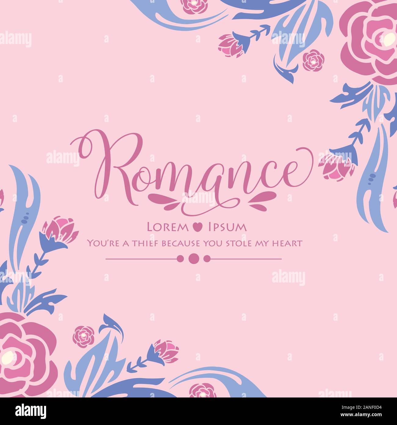 Poster design for romance day, with elegant style leaf and floral frame ...