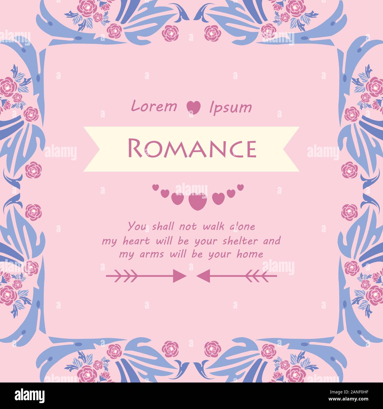 Elegant Ornate pattern, with leaf and flower frame design, for romance ...