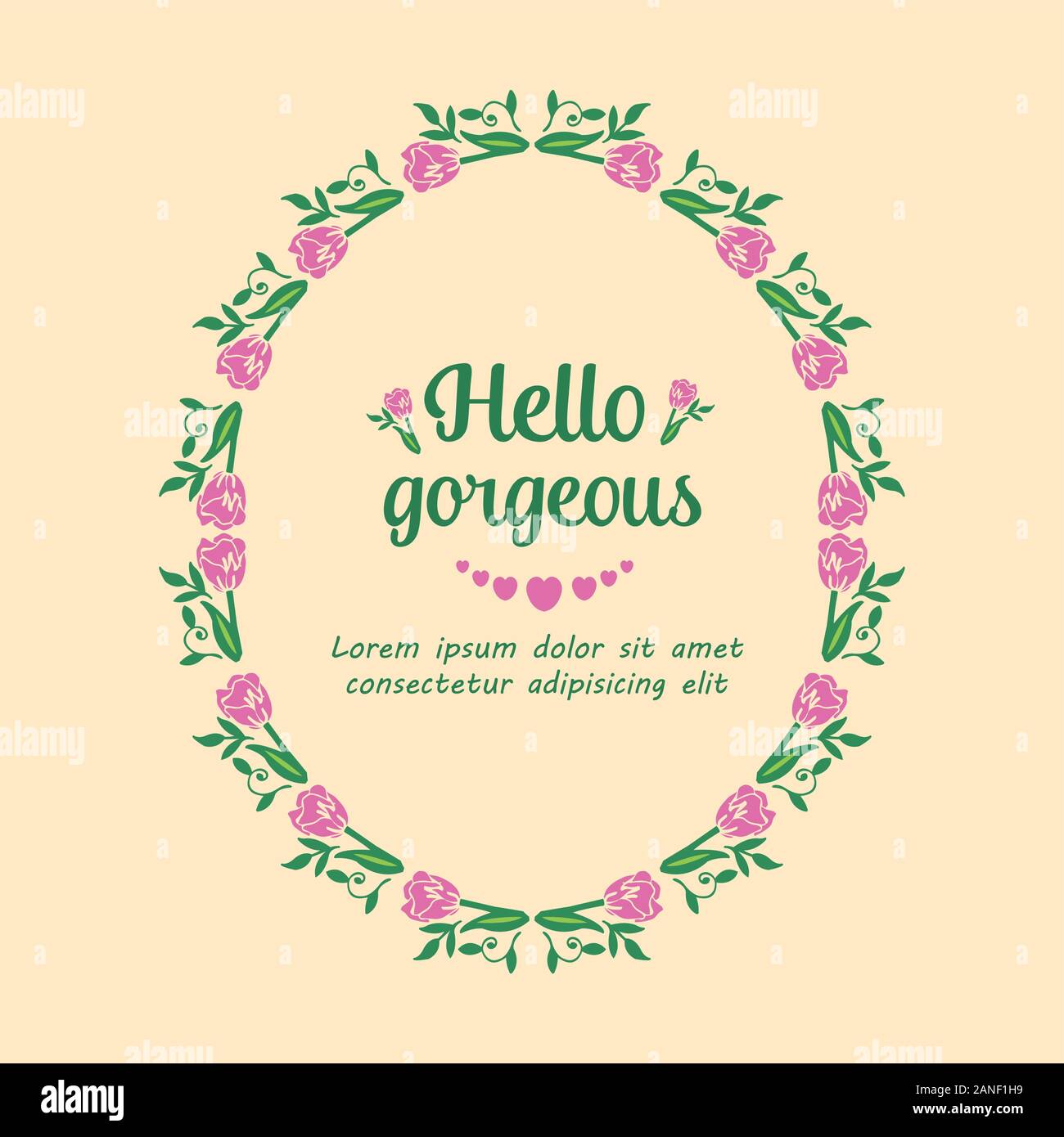 Elegant frame design with ornate leaf and floral, for hello gorgeous ...