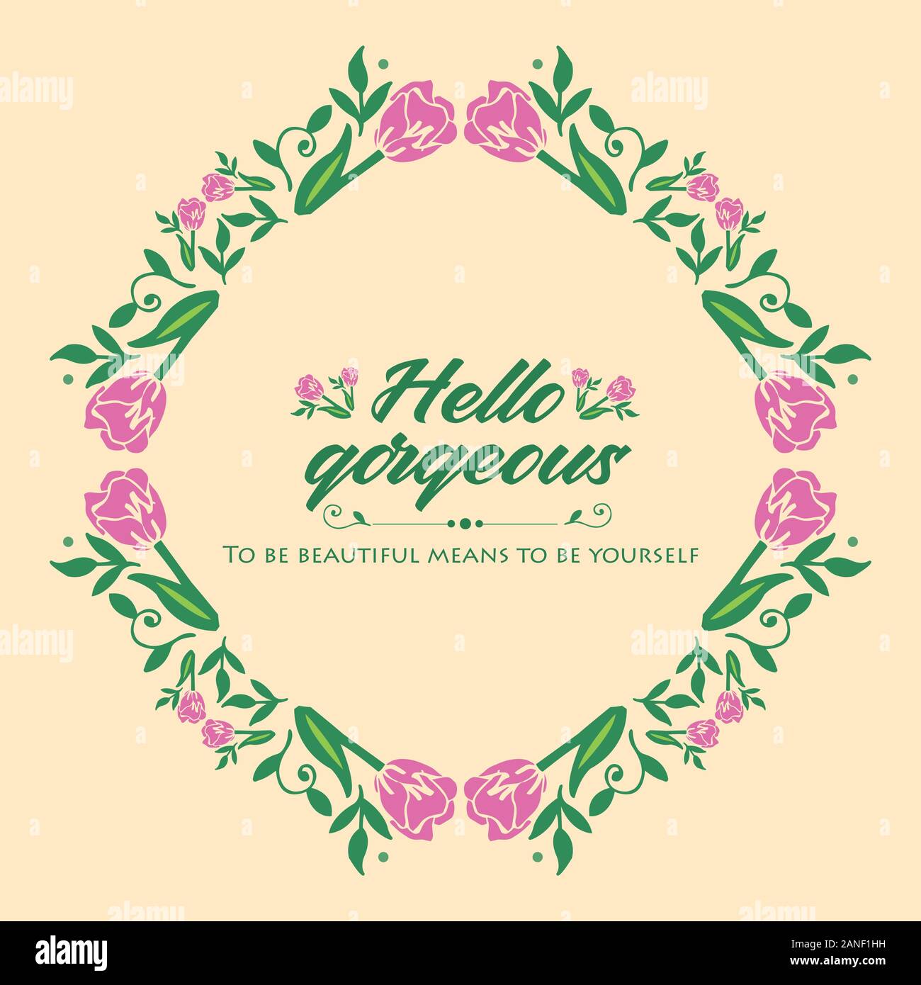 Unique Pattern of leaf and floral frame, for hello gorgeous card design ...