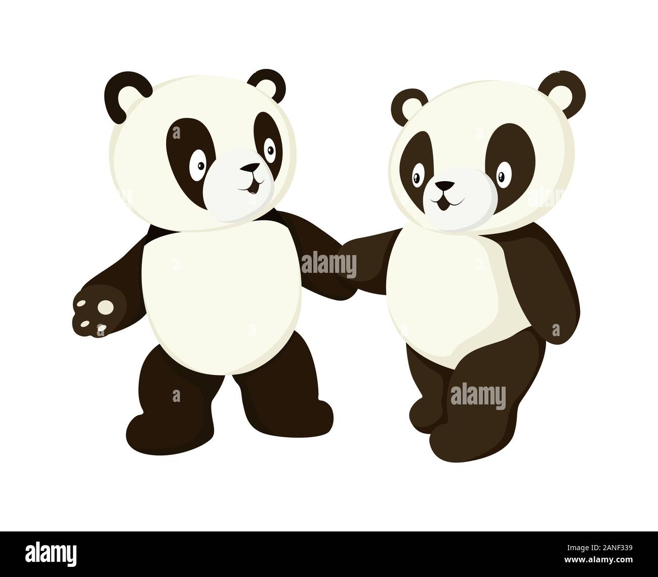 Two stylized pandas full body drawing. Simple panda bear icon or logo ...