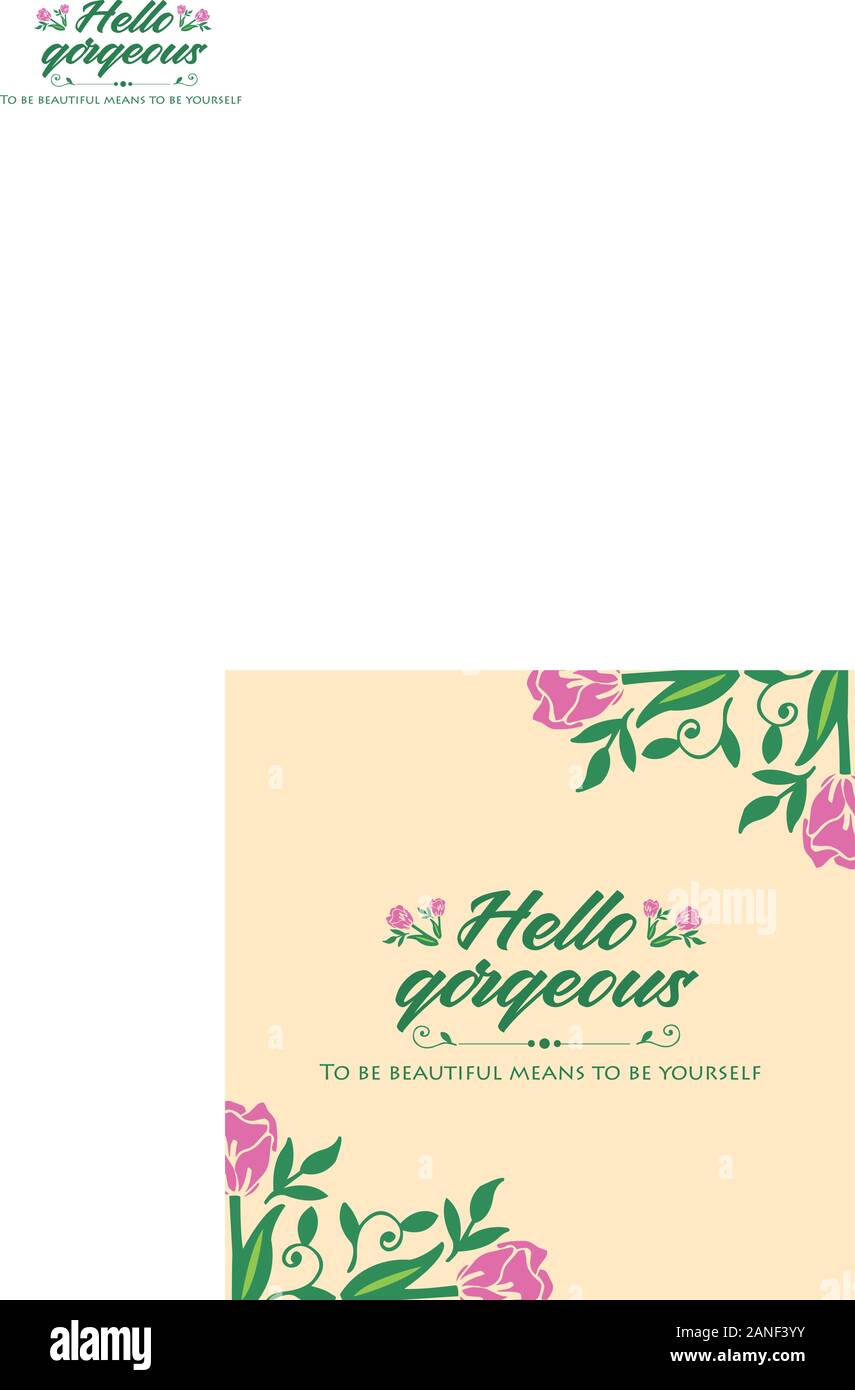 Seamless Pattern of leaf and flower frame, for elegant hello gorgeous card design. Vector Stock ...