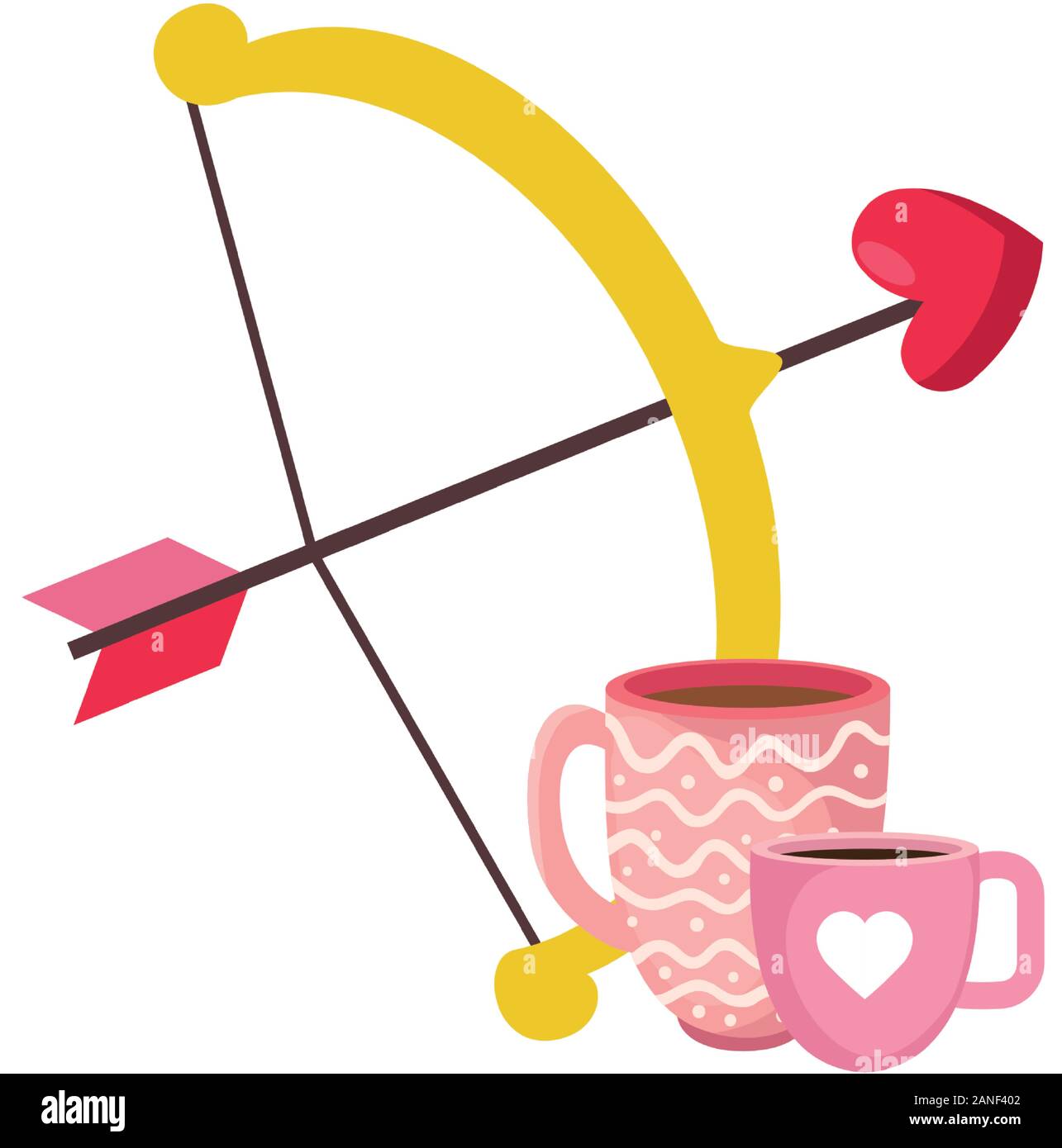 arch cupid with cups coffee isolated icon Stock Vector Image & Art - Alamy