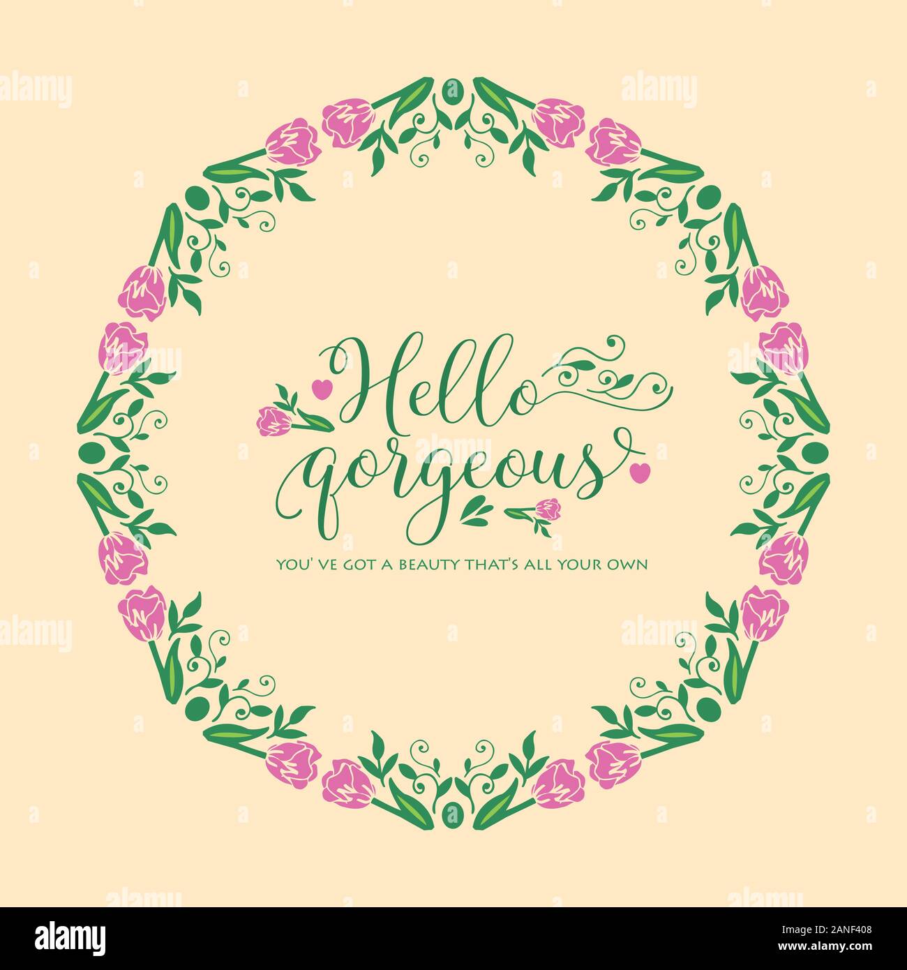 Elegant frame design with ornate leaf and floral, for hello gorgeous ...