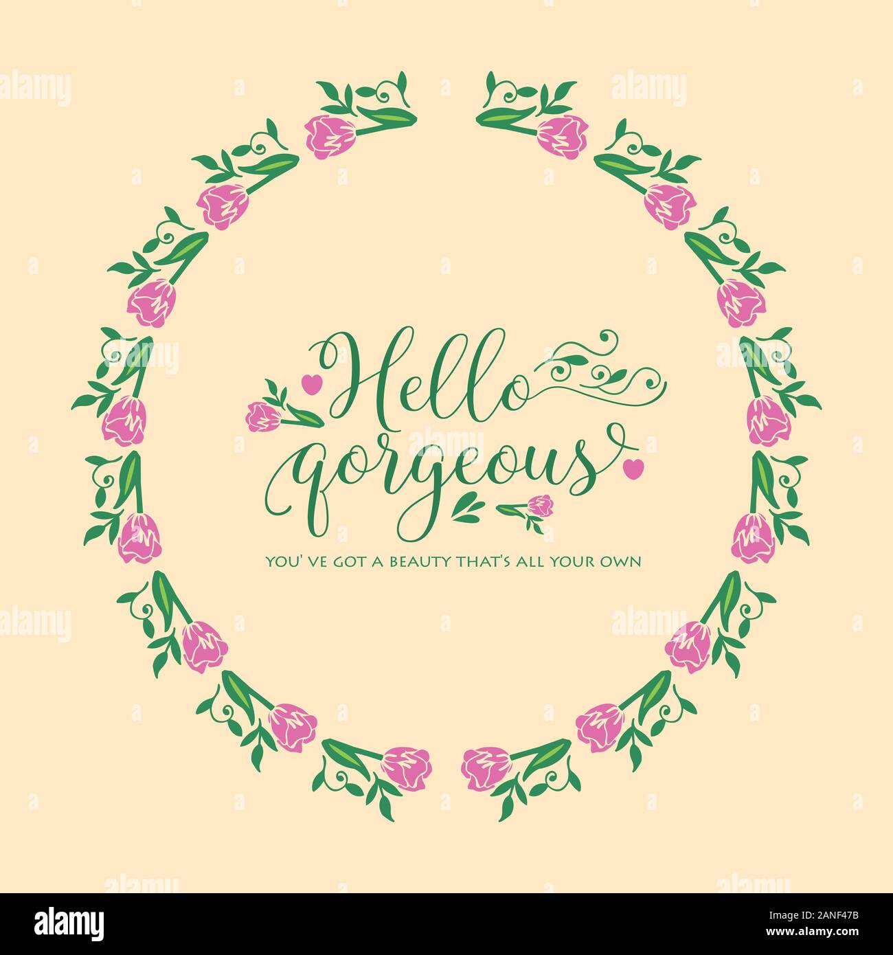 Seamless Pattern of leaf and flower frame, for elegant hello gorgeous card design. Vector Stock ...