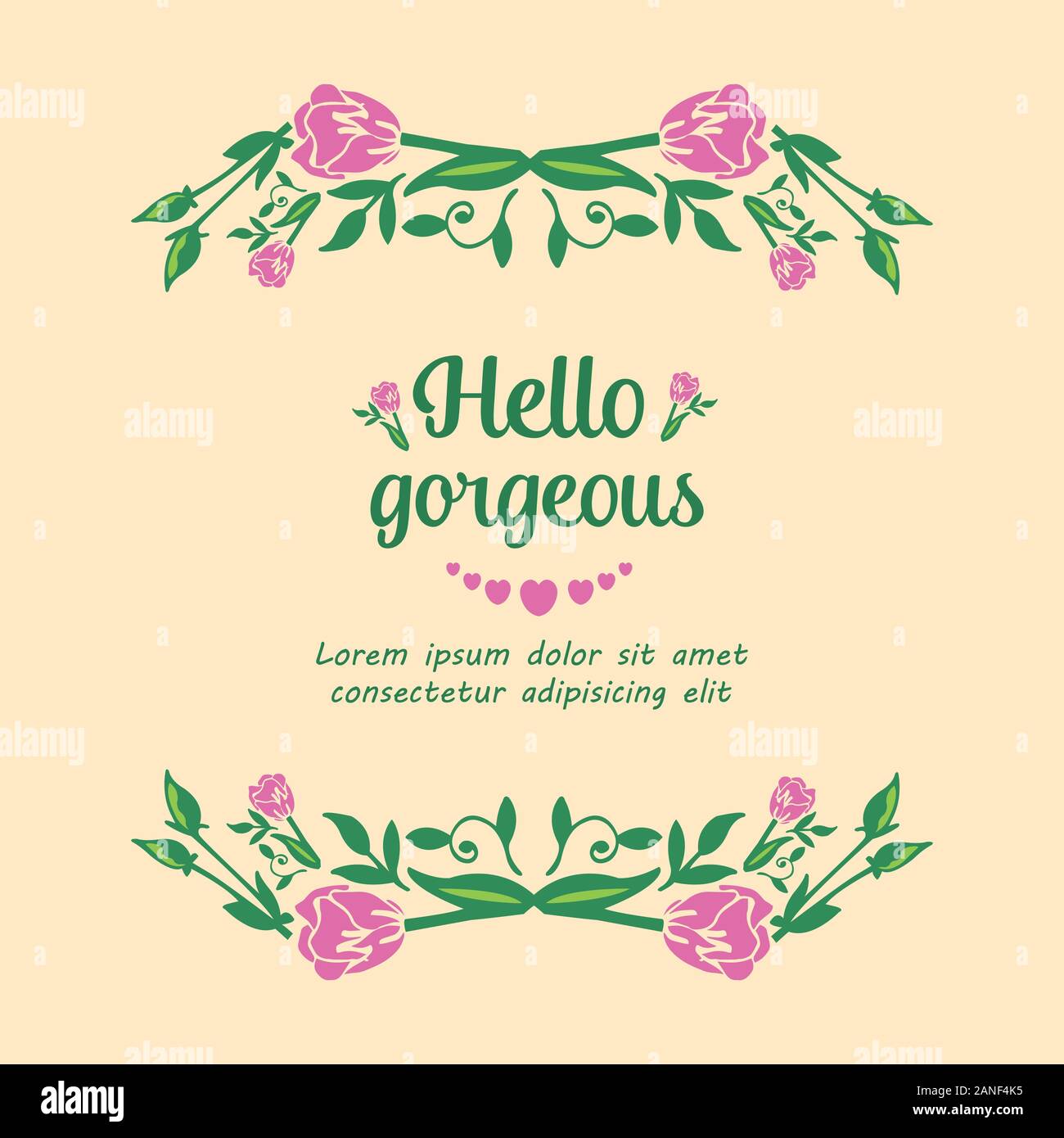 The beauty rose pink flower frame, for hello gorgeous card template ...
