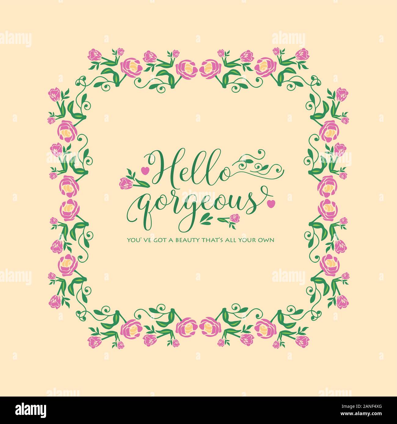 Hello gorgeous card Design, with unique pattern of leaf and floral ...