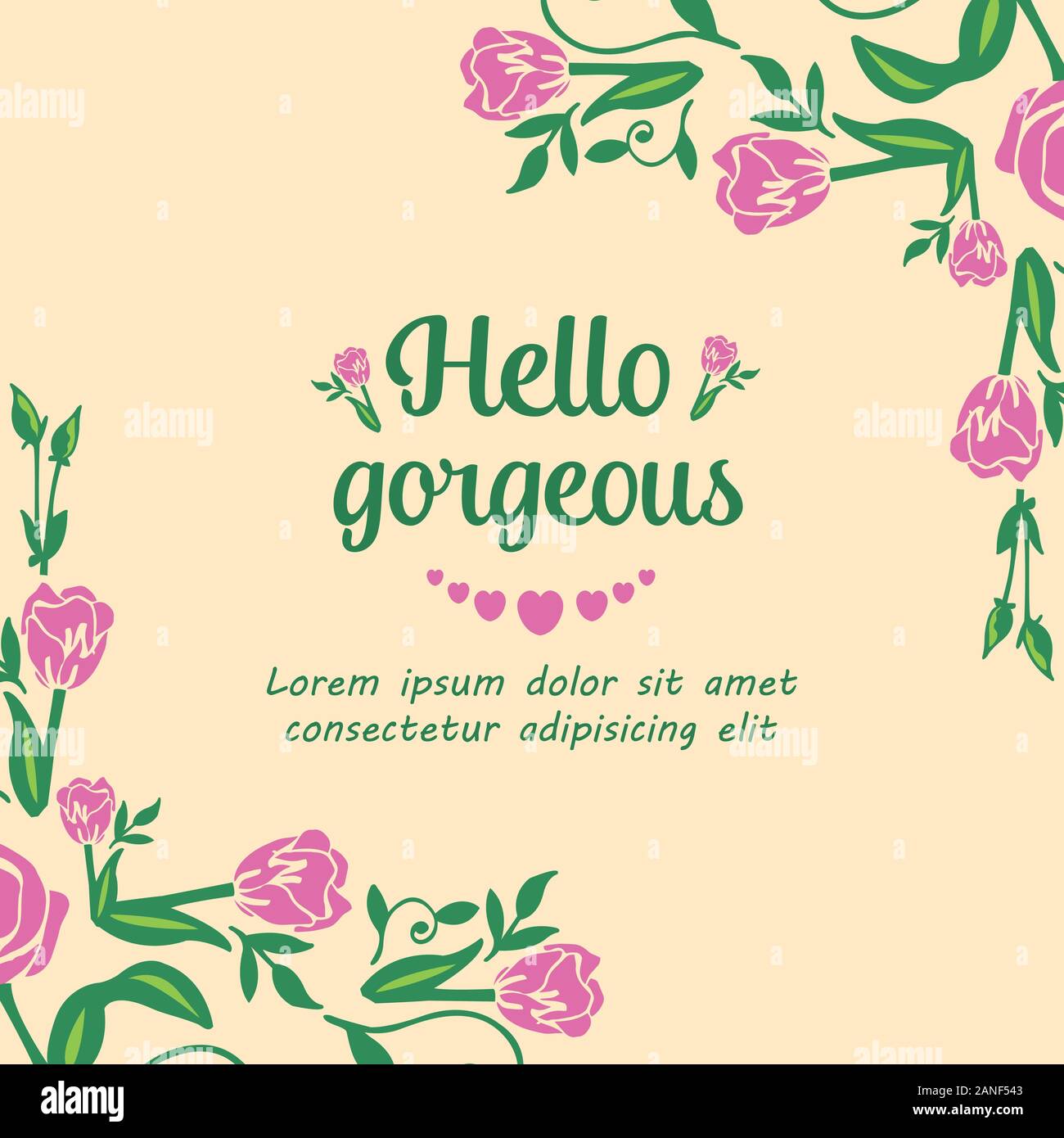 Hello gorgeous card Design, with unique pattern of leaf and floral ...