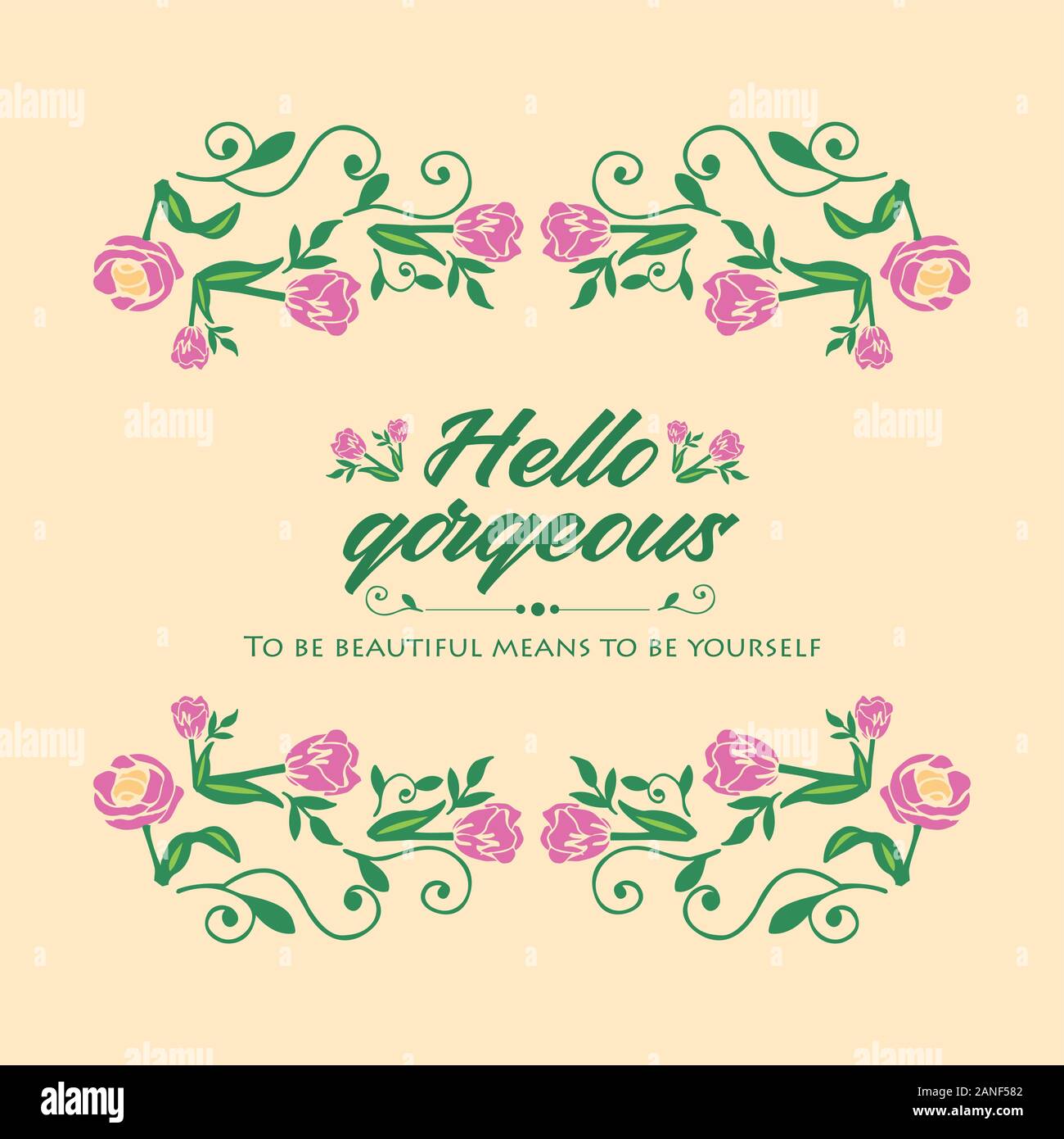 Hello gorgeous card Design, with unique pattern of leaf and floral ...