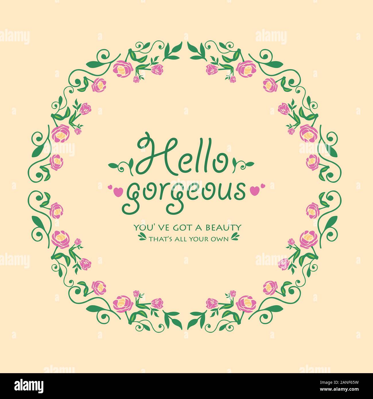 Modern shape of leaf and flower frame, for hello gorgeous card template ...