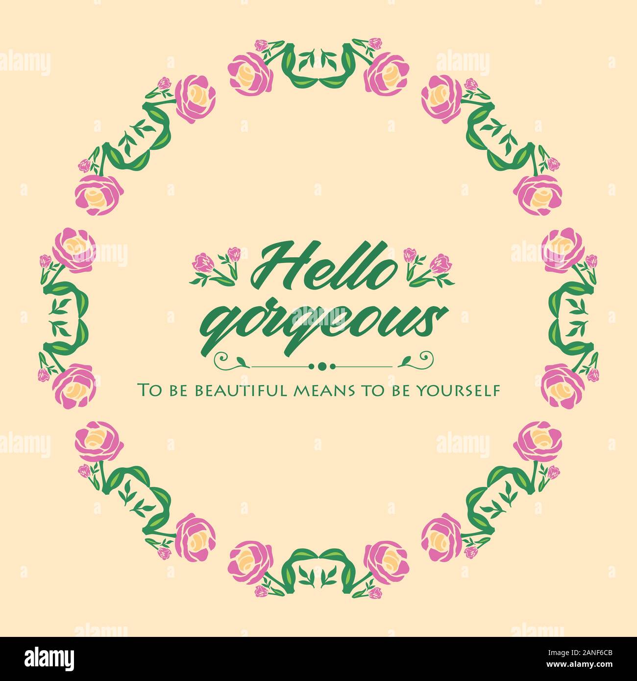 Modern shape of leaf and flower frame, for hello gorgeous card template ...
