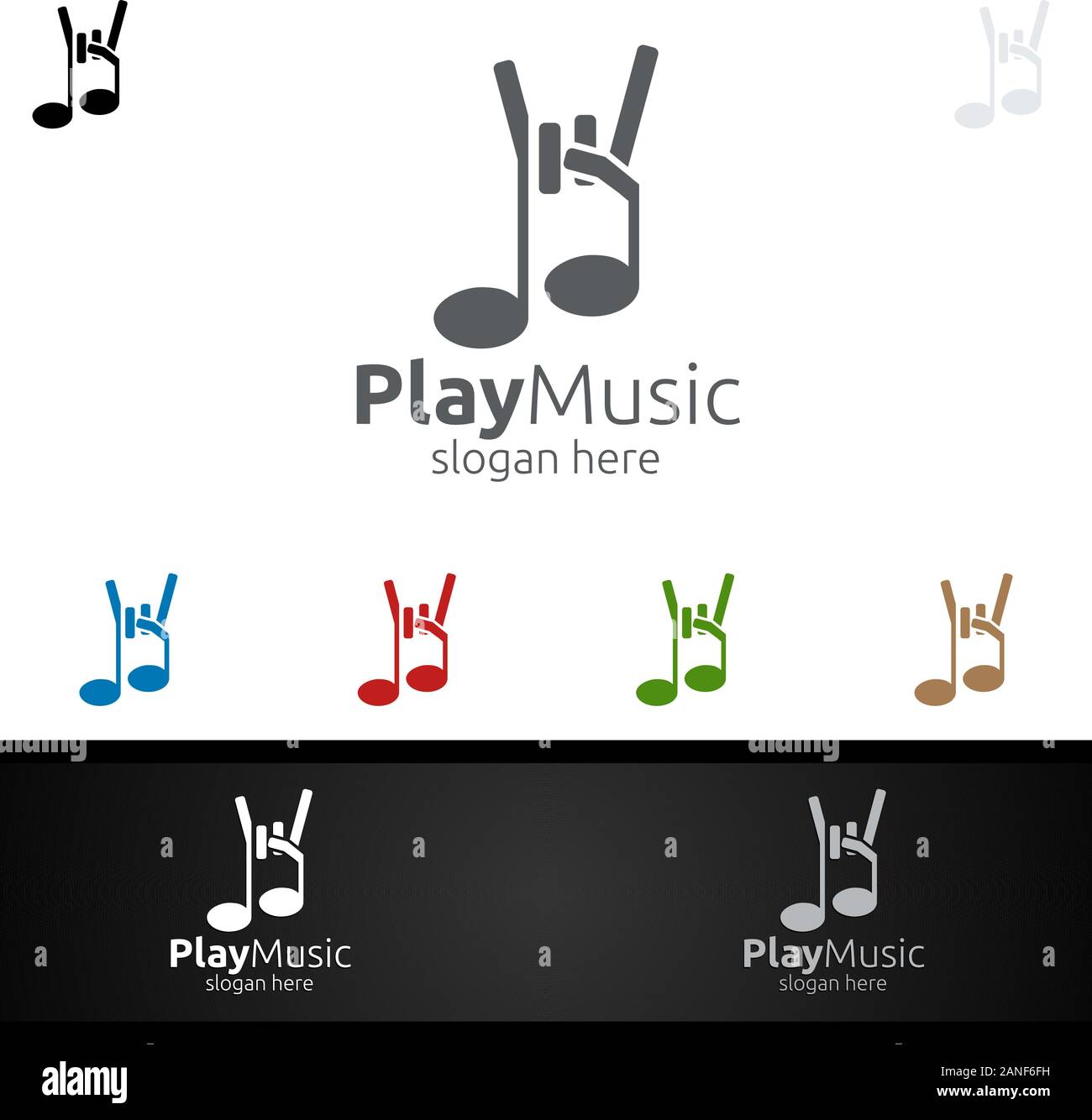 Rock Music Logo with Note and Play Concept Stock Vector Image & Art - Alamy