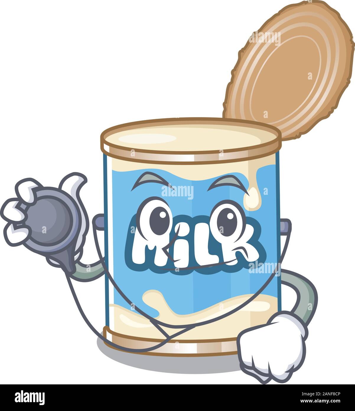 Smart and cool condensed milk cartoon character in a Doctor with tools ...