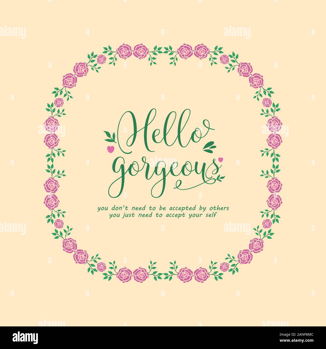 Unique Pattern of leaf and flower frame, for elegant hello gorgeous card design. Vector Stock ...