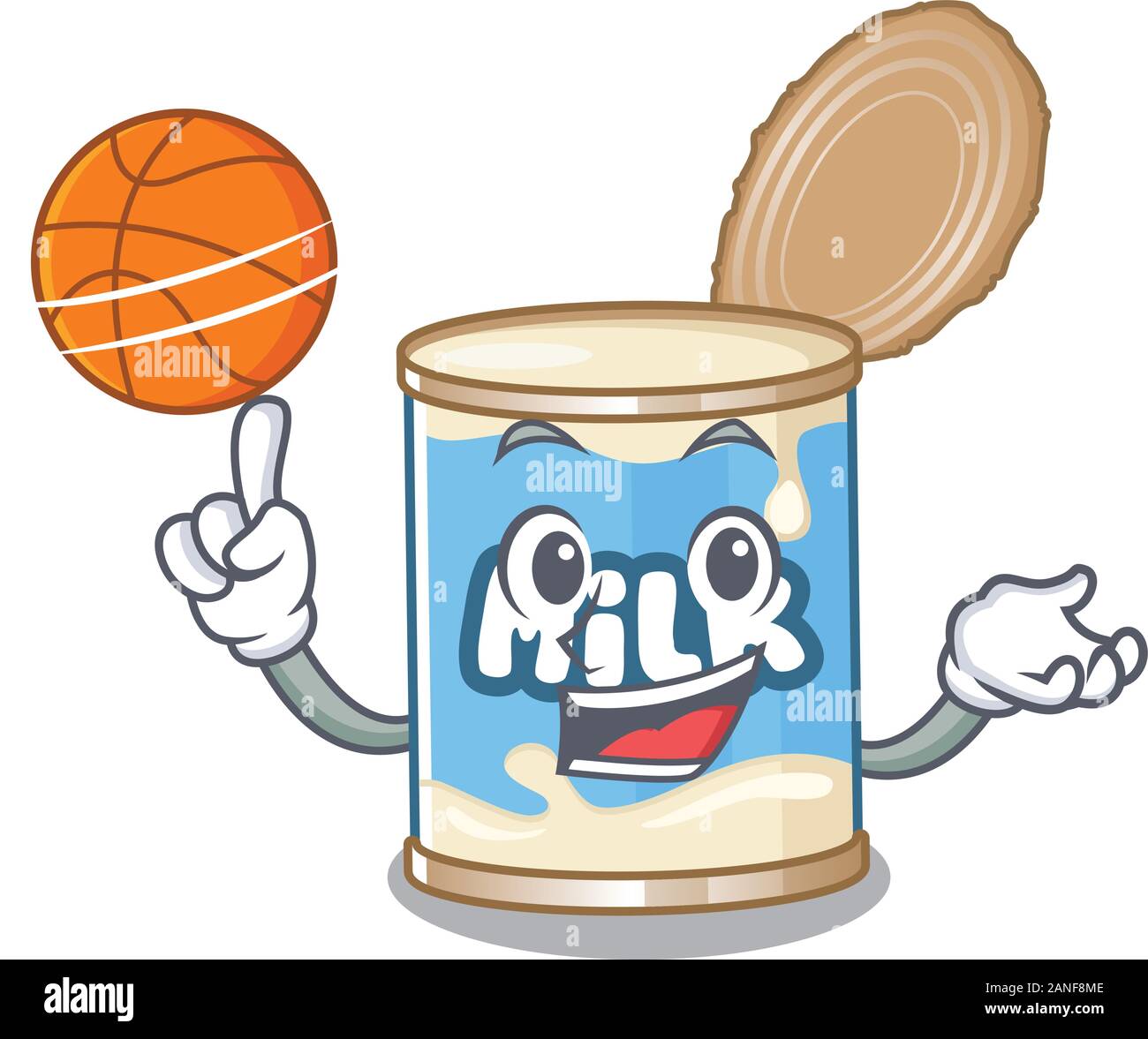 A mascot picture of condensed milk cartoon character playing basketball ...