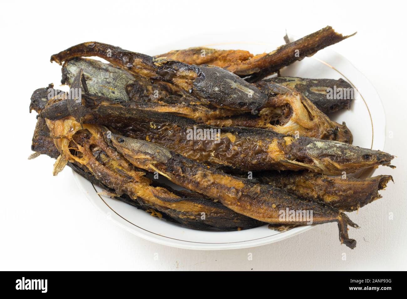 Deep fried catfish, Isolated on white background Stock Photo - Alamy