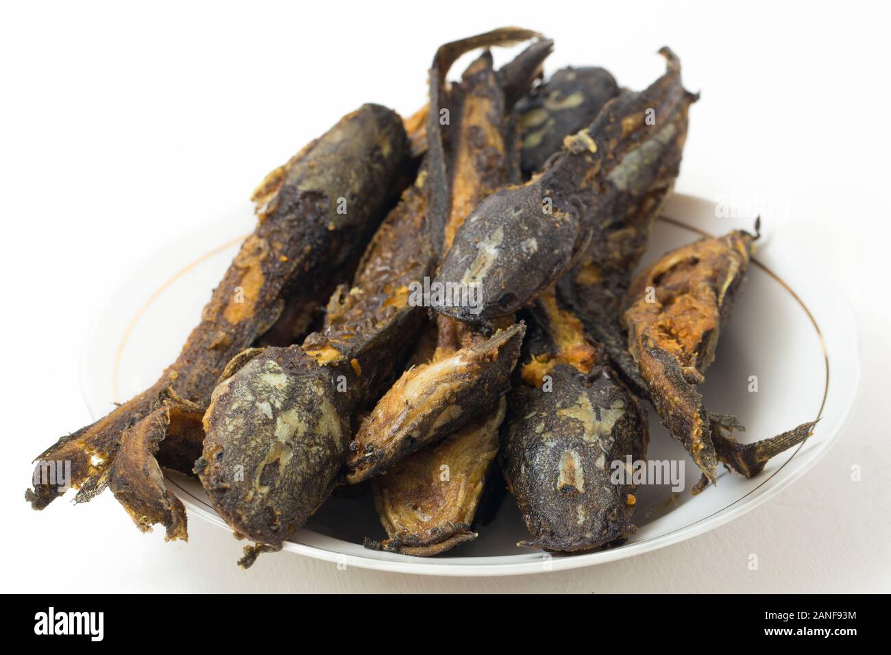 Deep fried catfish, Isolated on white background Stock Photo - Alamy