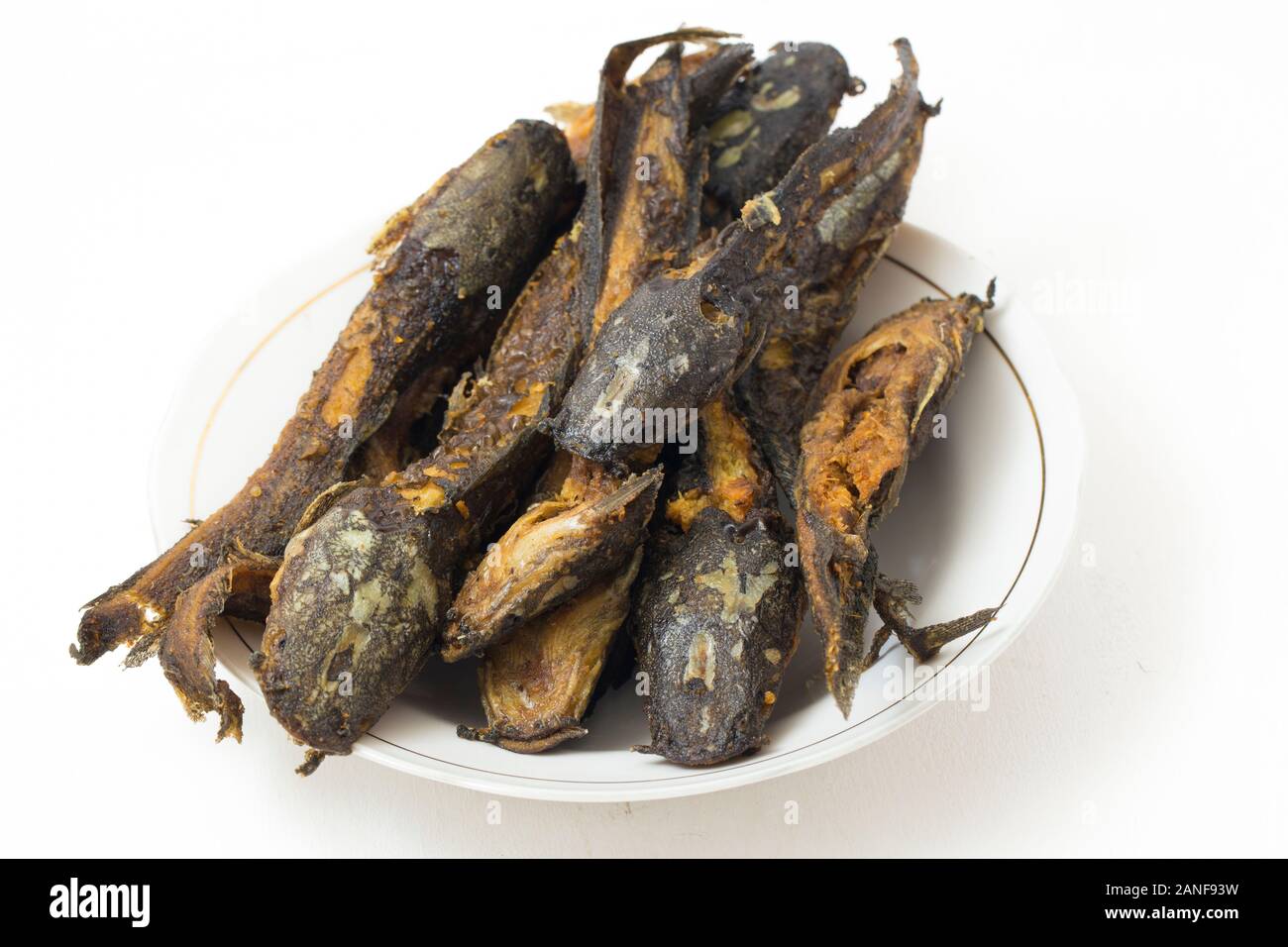 Deep fried catfish, Isolated on white background Stock Photo - Alamy