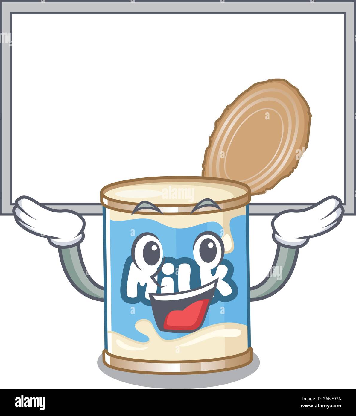 A mascot picture of condensed milk raised up board Stock Vector Image ...
