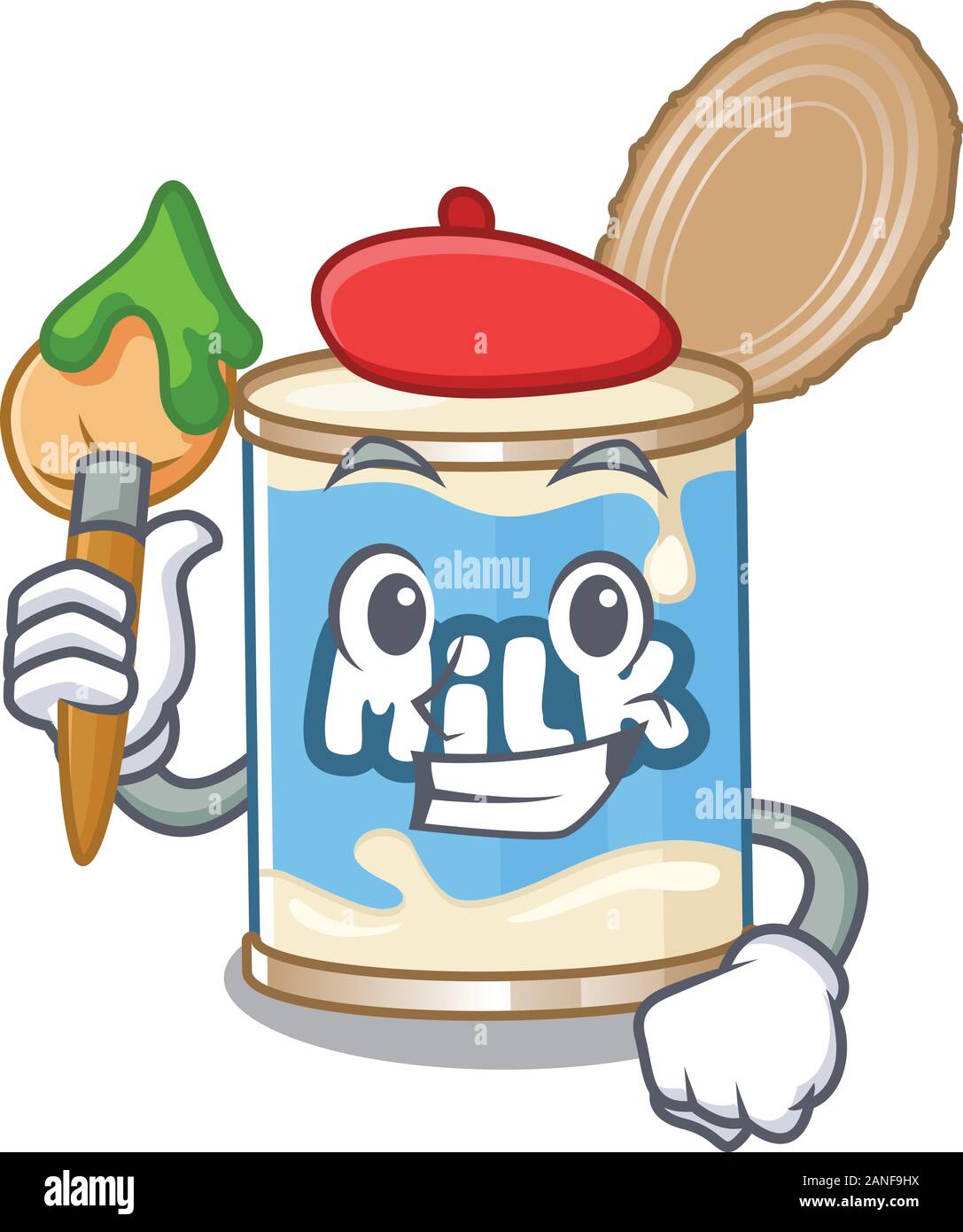 Cartoon character of condensed milk Artist with a brush Stock Vector ...