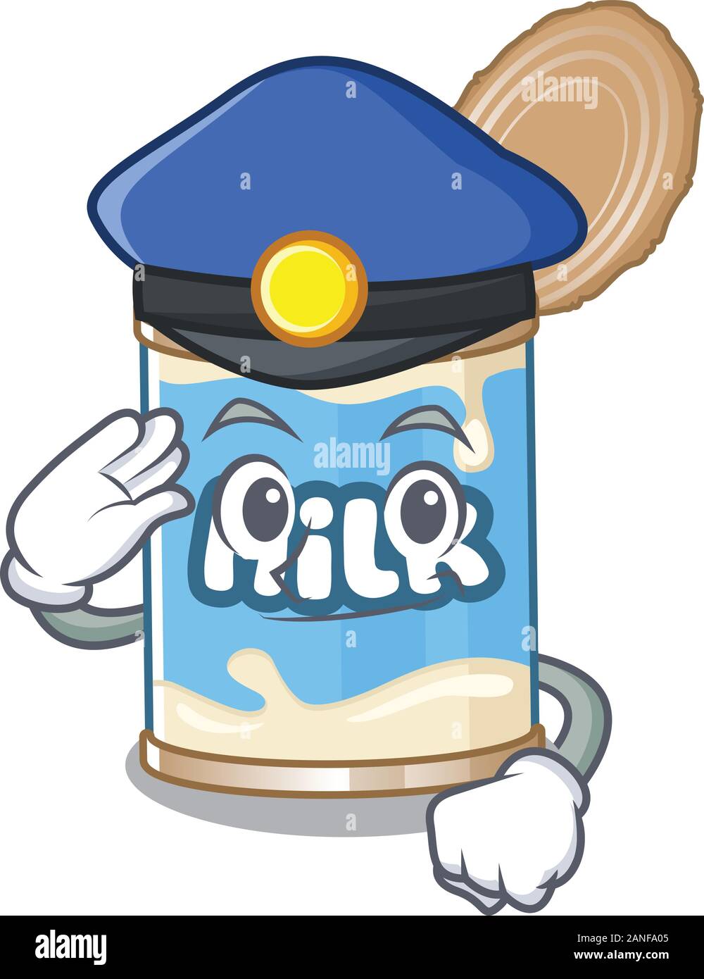 Condensed milk Cartoon mascot performed as a Police officer Stock ...