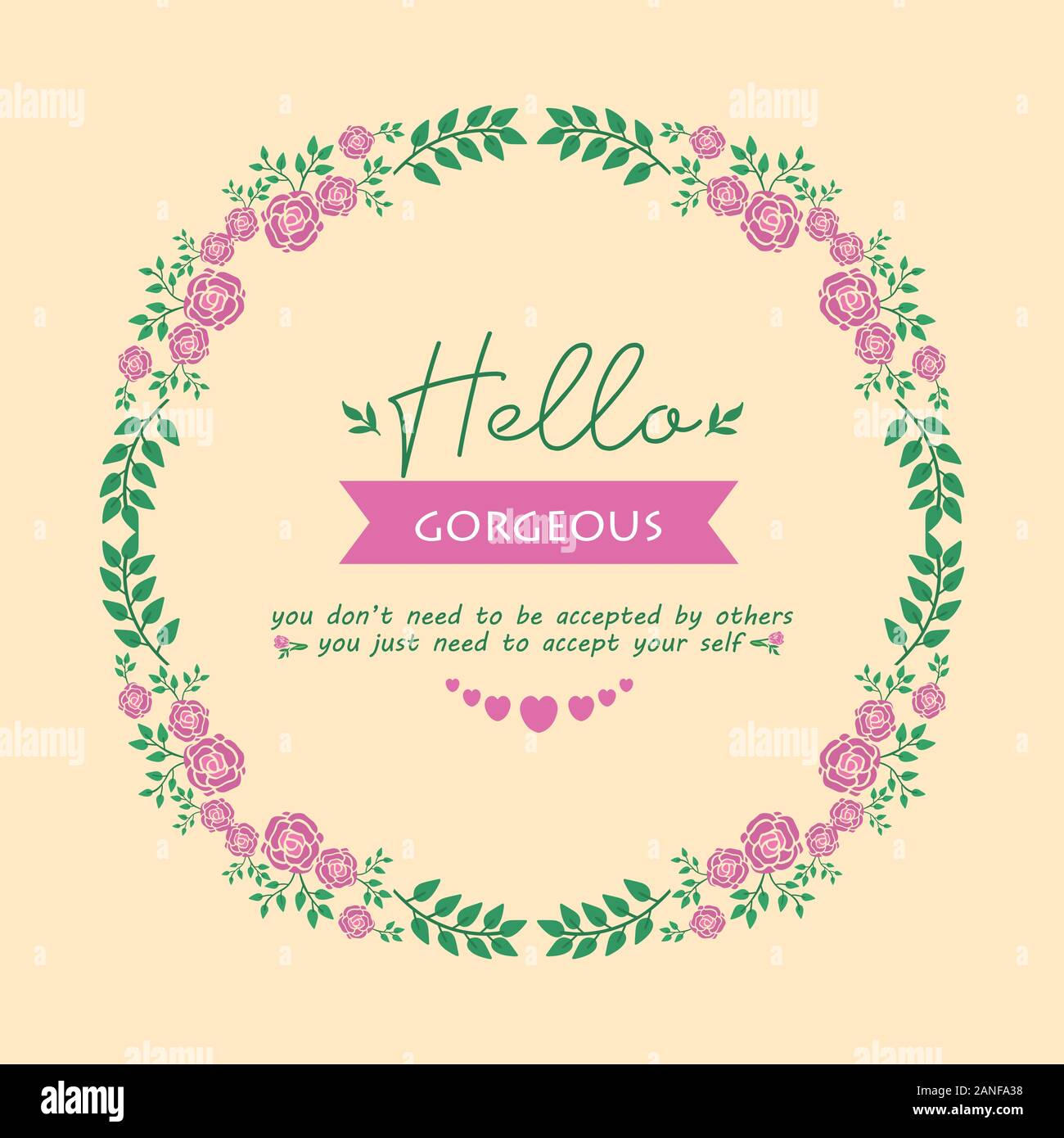Elegant decoration of leaf and floral frame, for modern hello gorgeous ...