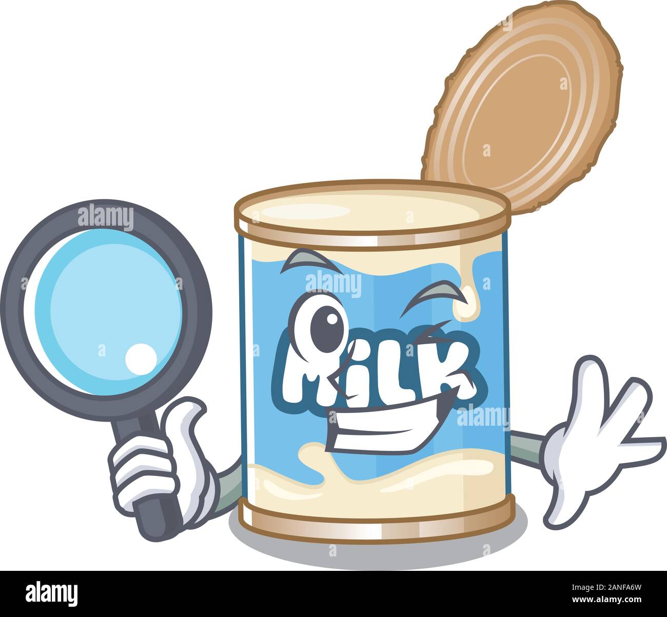Cool and Smart condensed milk Detective cartoon mascot style Stock ...