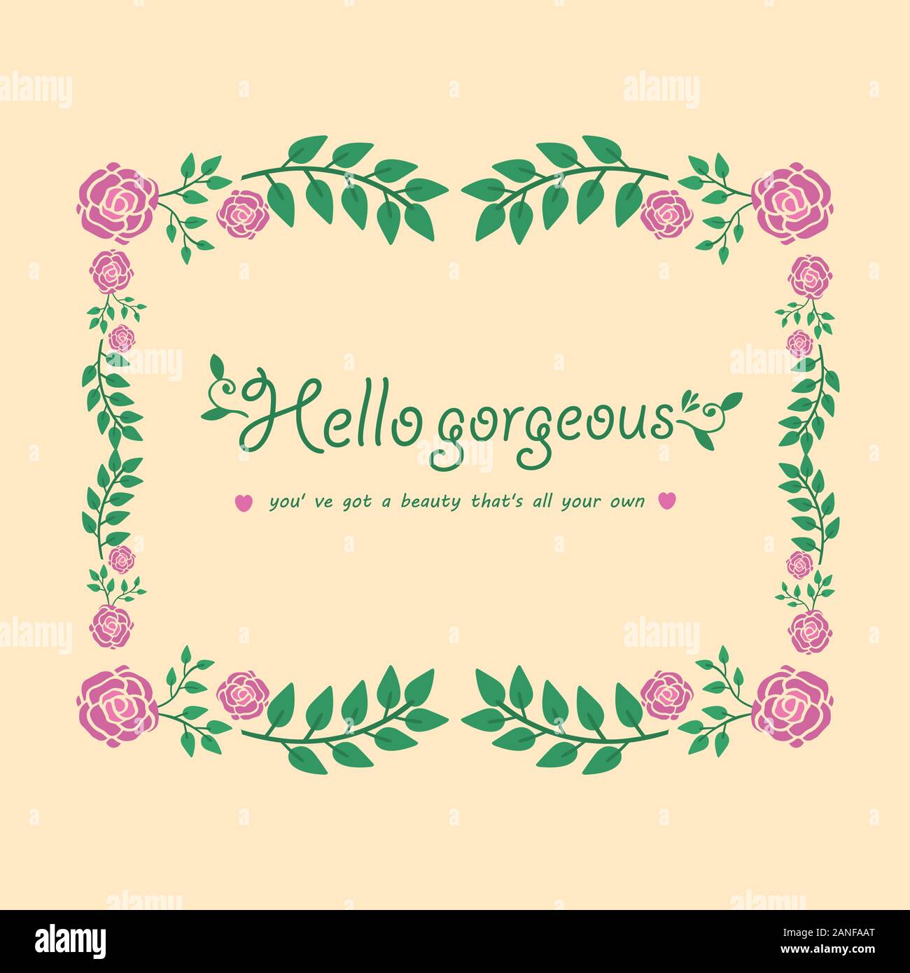 Beautiful Pattern of leaf and floral frame, for hello gorgeous card ...