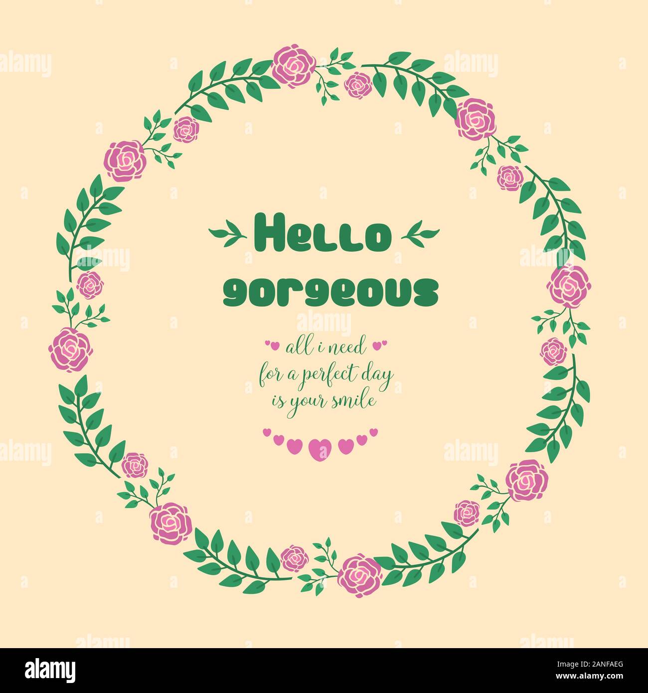 Elegant decoration of leaf and floral frame, for modern hello gorgeous ...