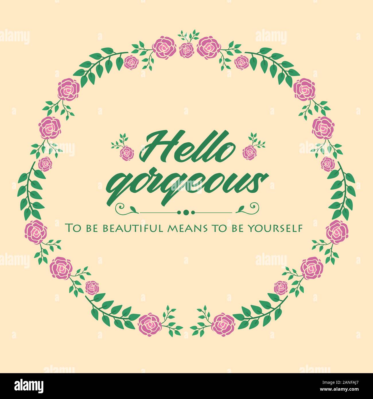 Beautiful Pattern of leaf and floral frame, for hello gorgeous card ...