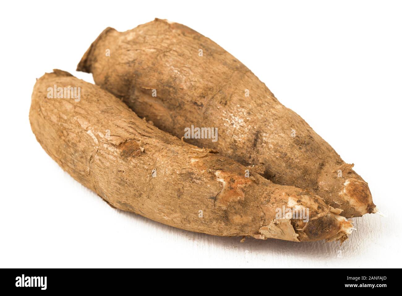 Fresh Cassava root isolated on a white background Stock Photo - Alamy