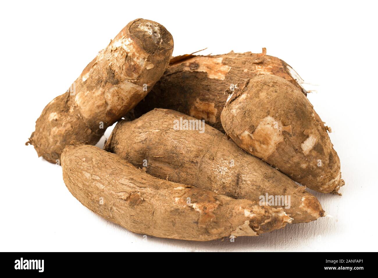 Fresh Cassava root isolated on a white background Stock Photo - Alamy