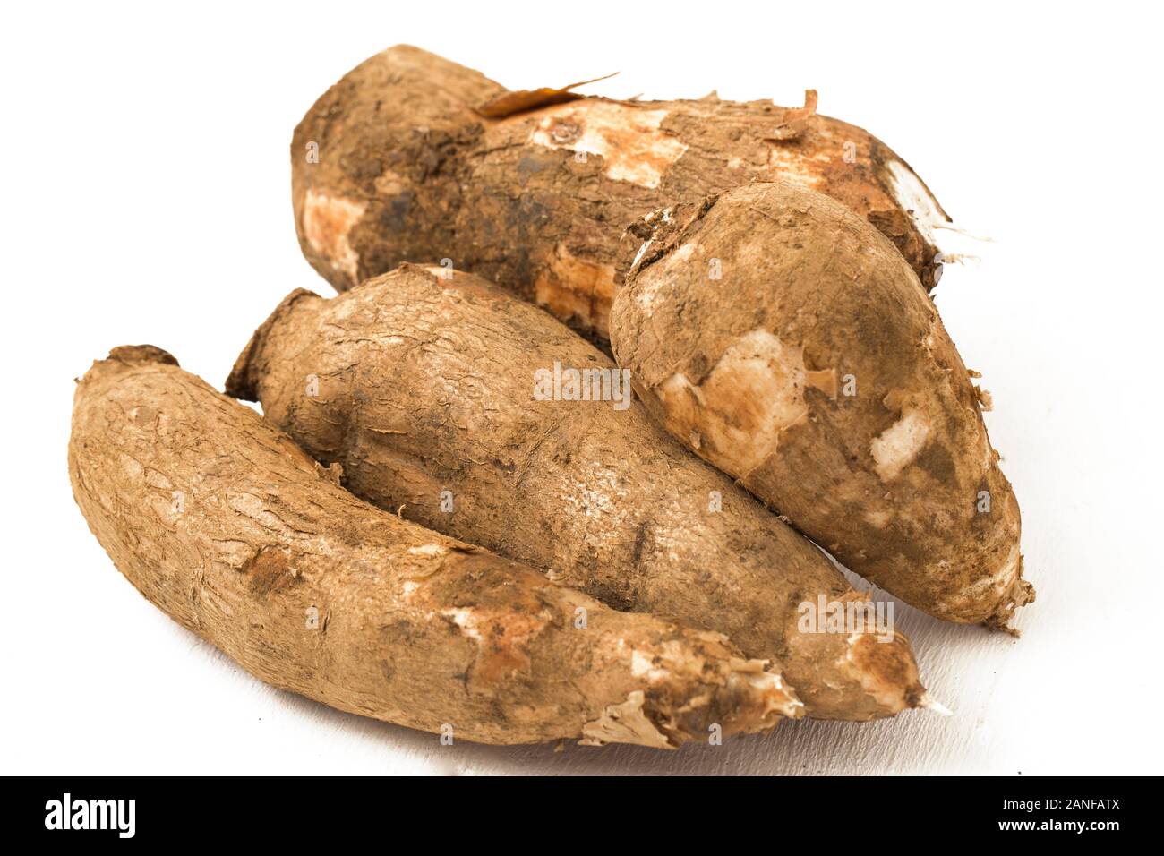 Fresh Cassava root isolated on a white background Stock Photo - Alamy