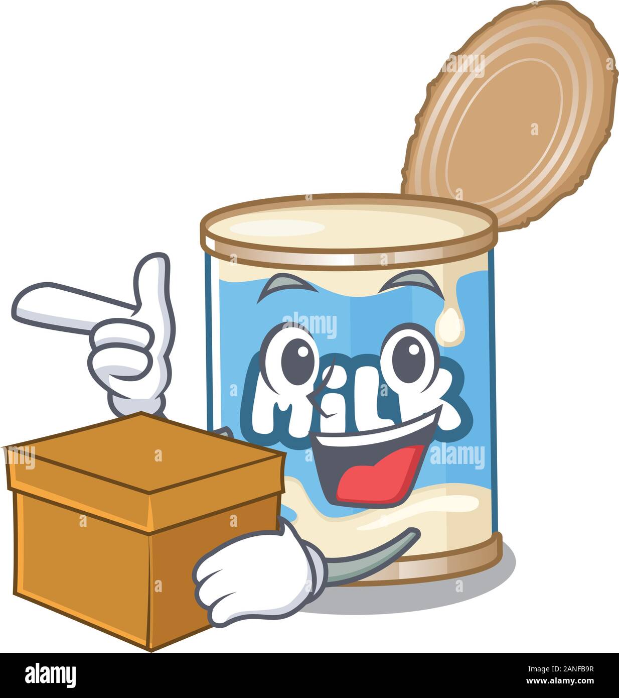 Cute condensed milk cartoon character having a box Stock Vector Image ...