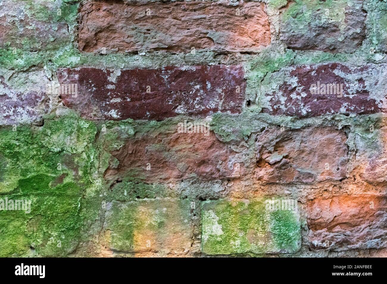 Brick wall. Old paint. Different colour. Close-up. Old wall multicolor ...