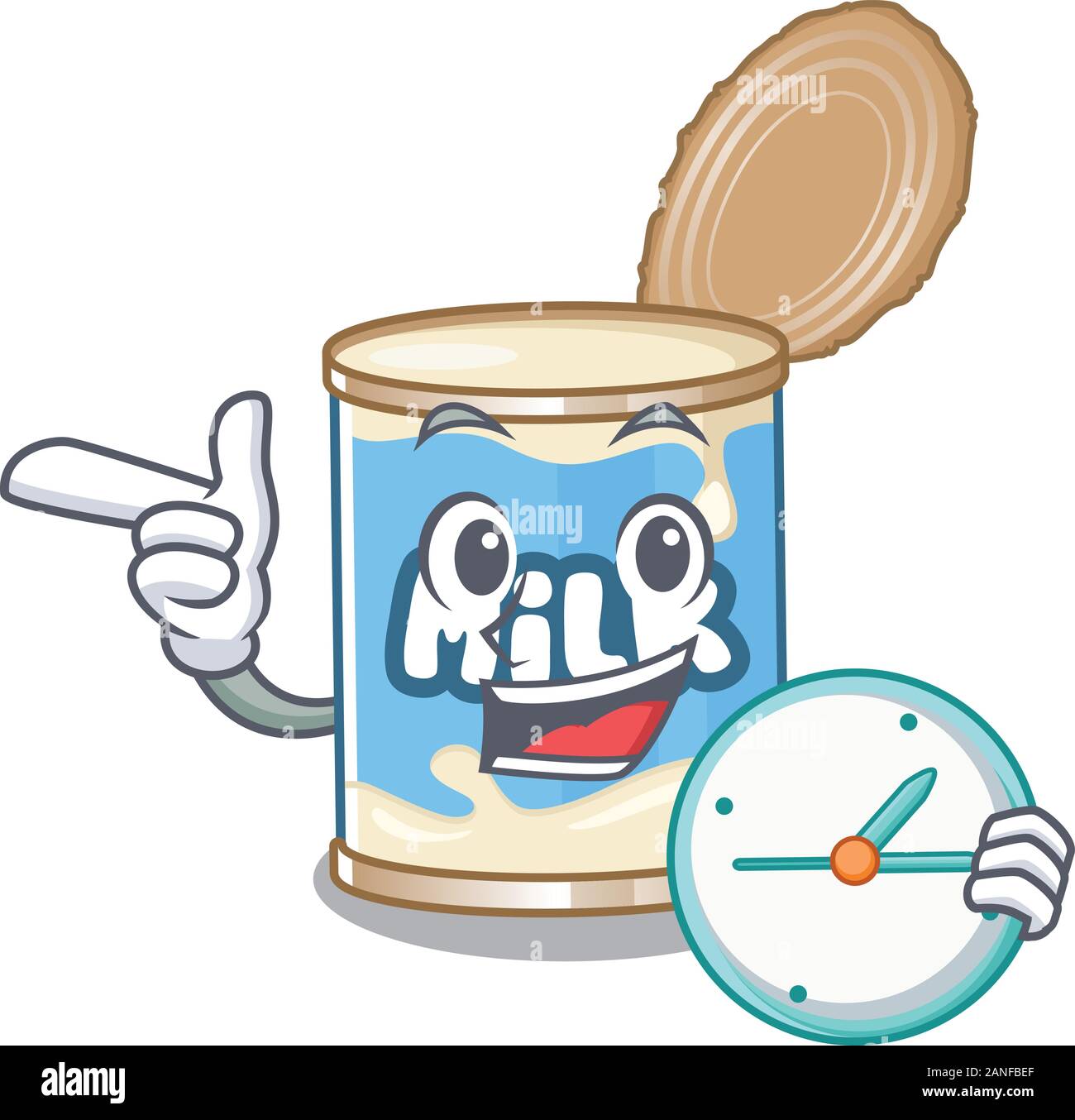 cartoon character style condensed milk having clock Stock Vector Image ...