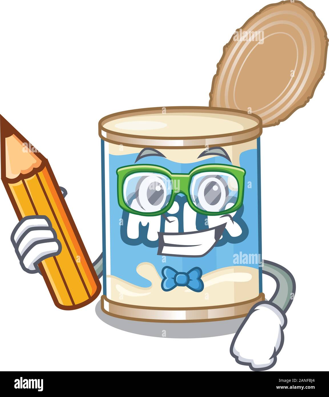 A picture of Student condensed milk character holding pencil Stock ...