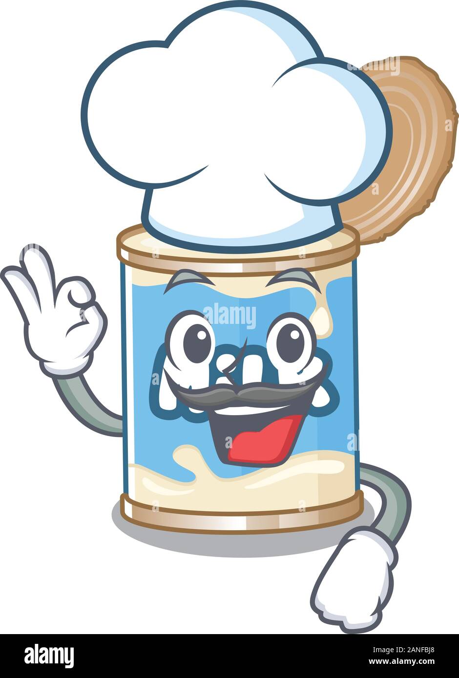 Condensed milk cartoon character wearing costume of chef and white hat ...