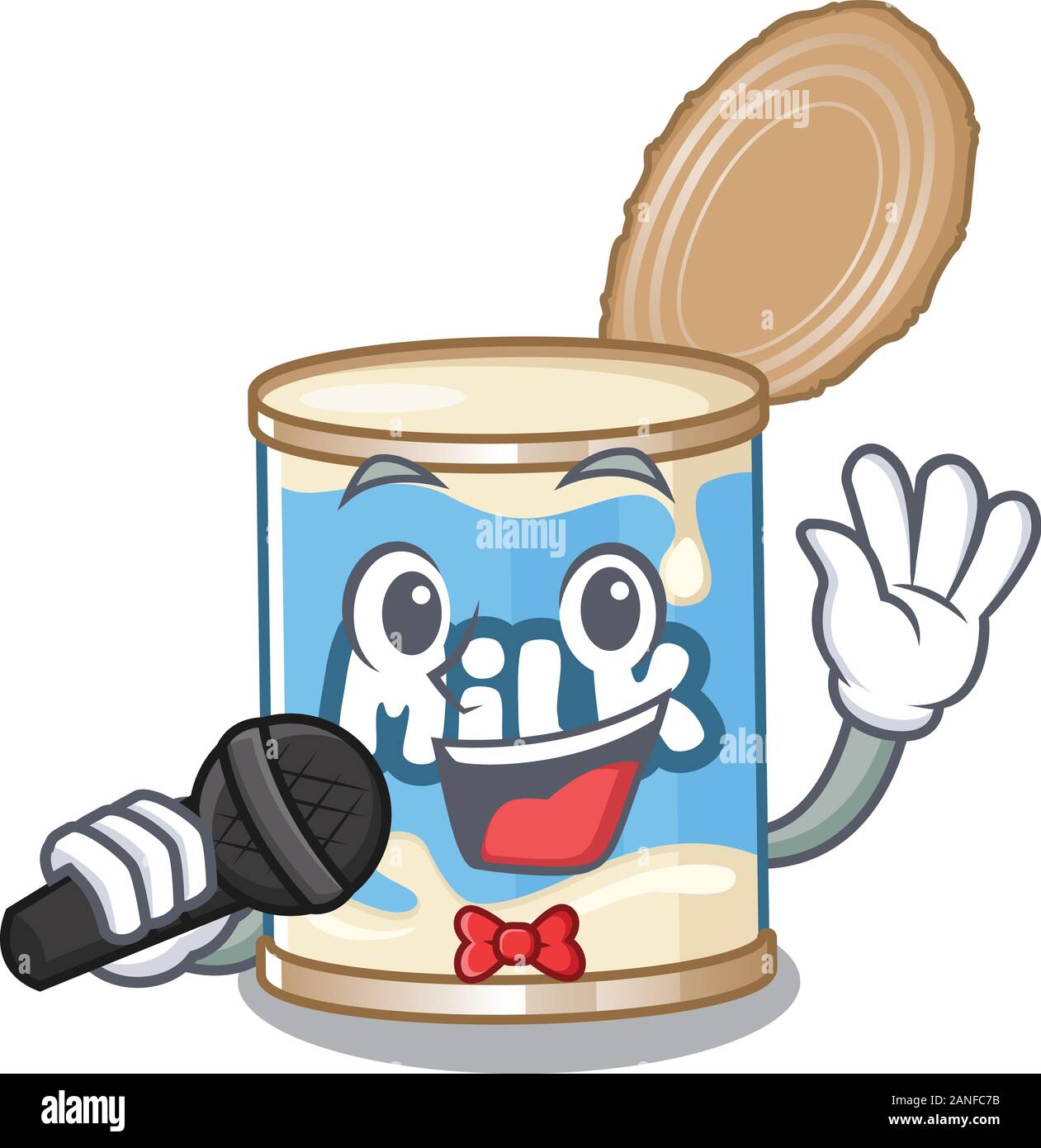 Happy condensed milk singing on a microphone Stock Vector Image & Art ...