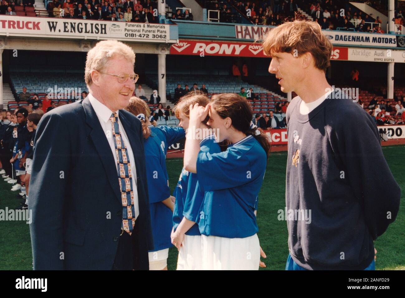 Graham Kelly of the FA (L) meets Millwall manager Jim Hicks during ...