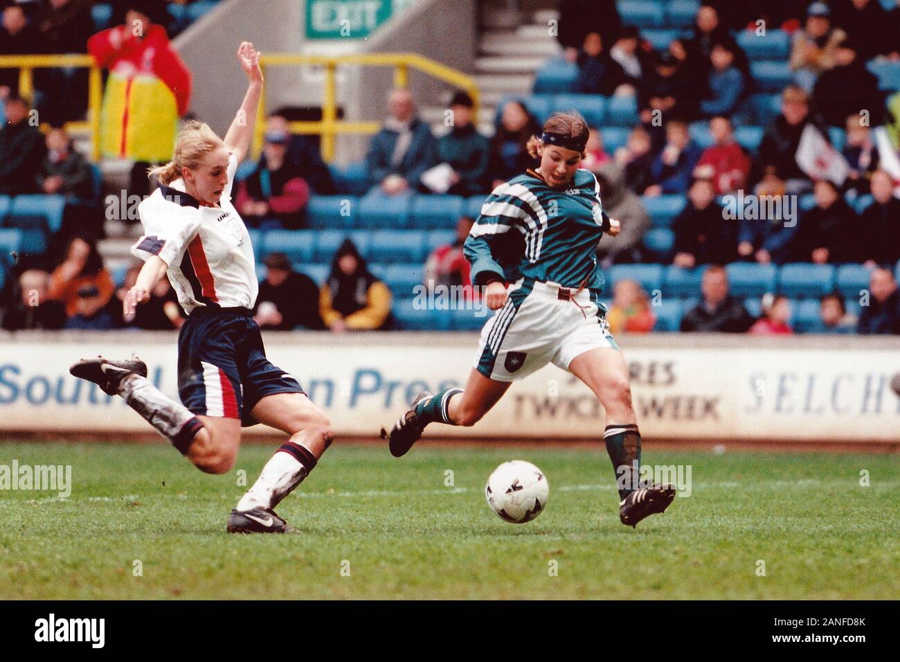 Match action in front of a new British record crowd of 4,917 during ...