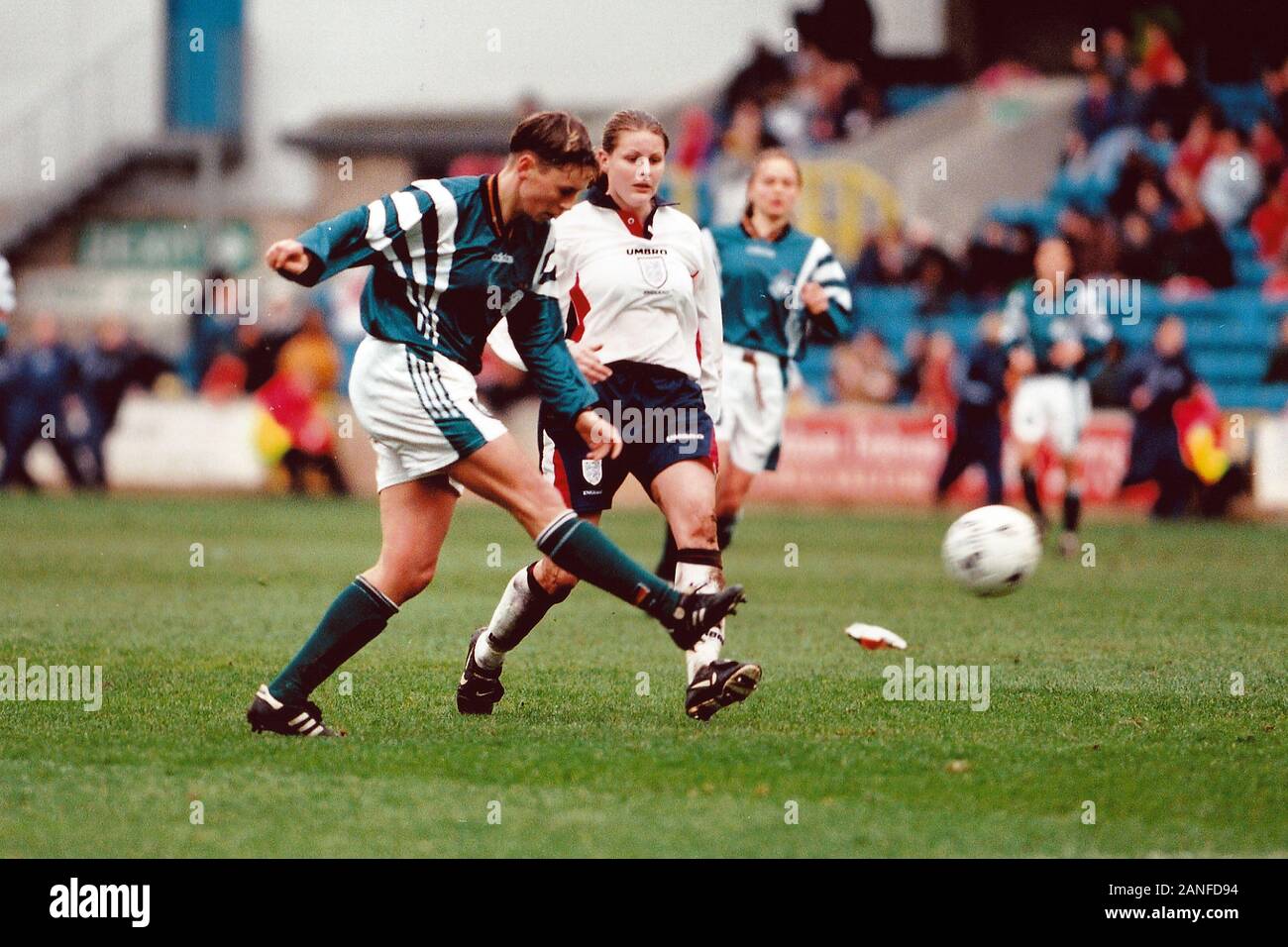 Match action in front of a new British record crowd of 4,917 during ...