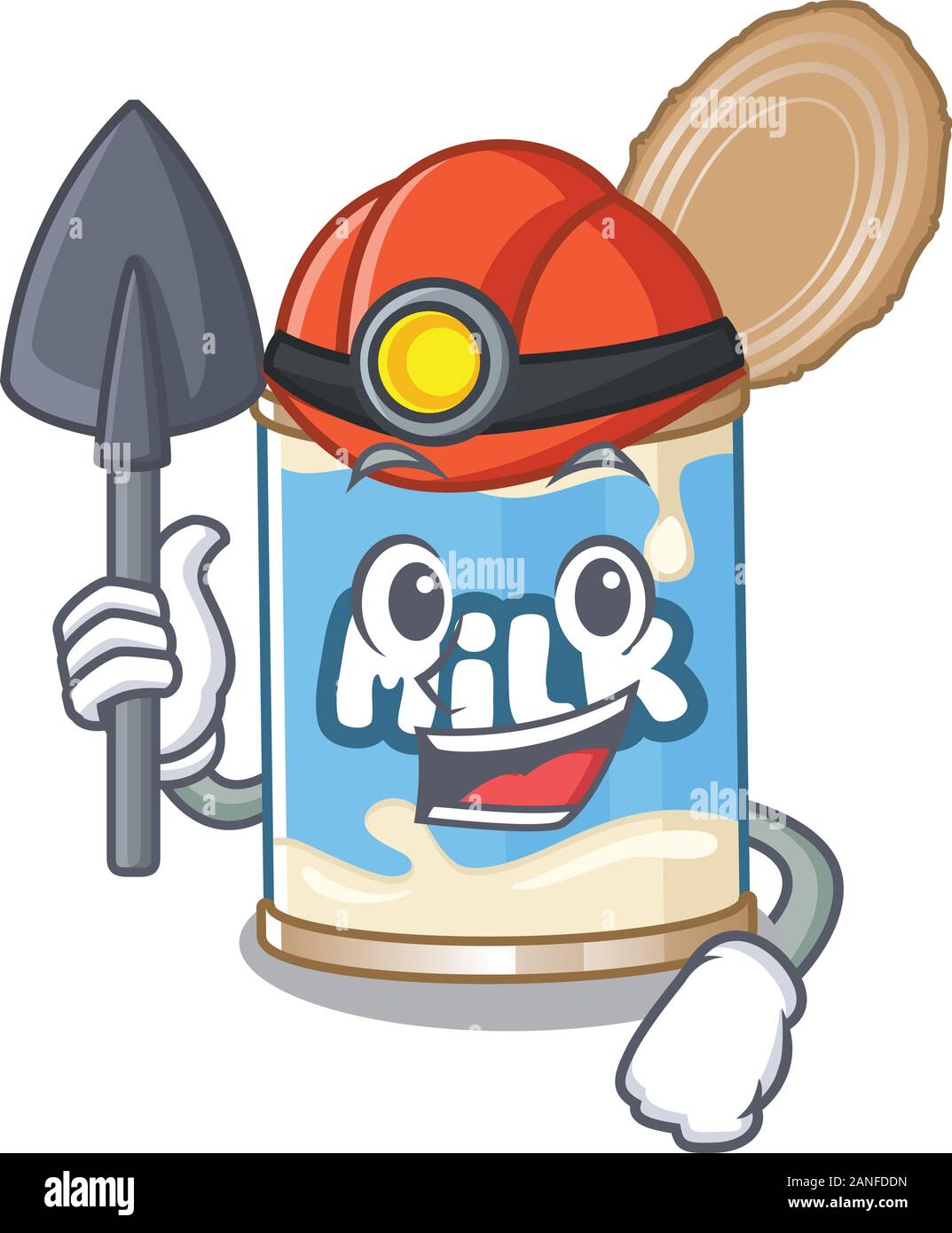 Cool clever Miner condensed milk cartoon character design Stock Vector ...