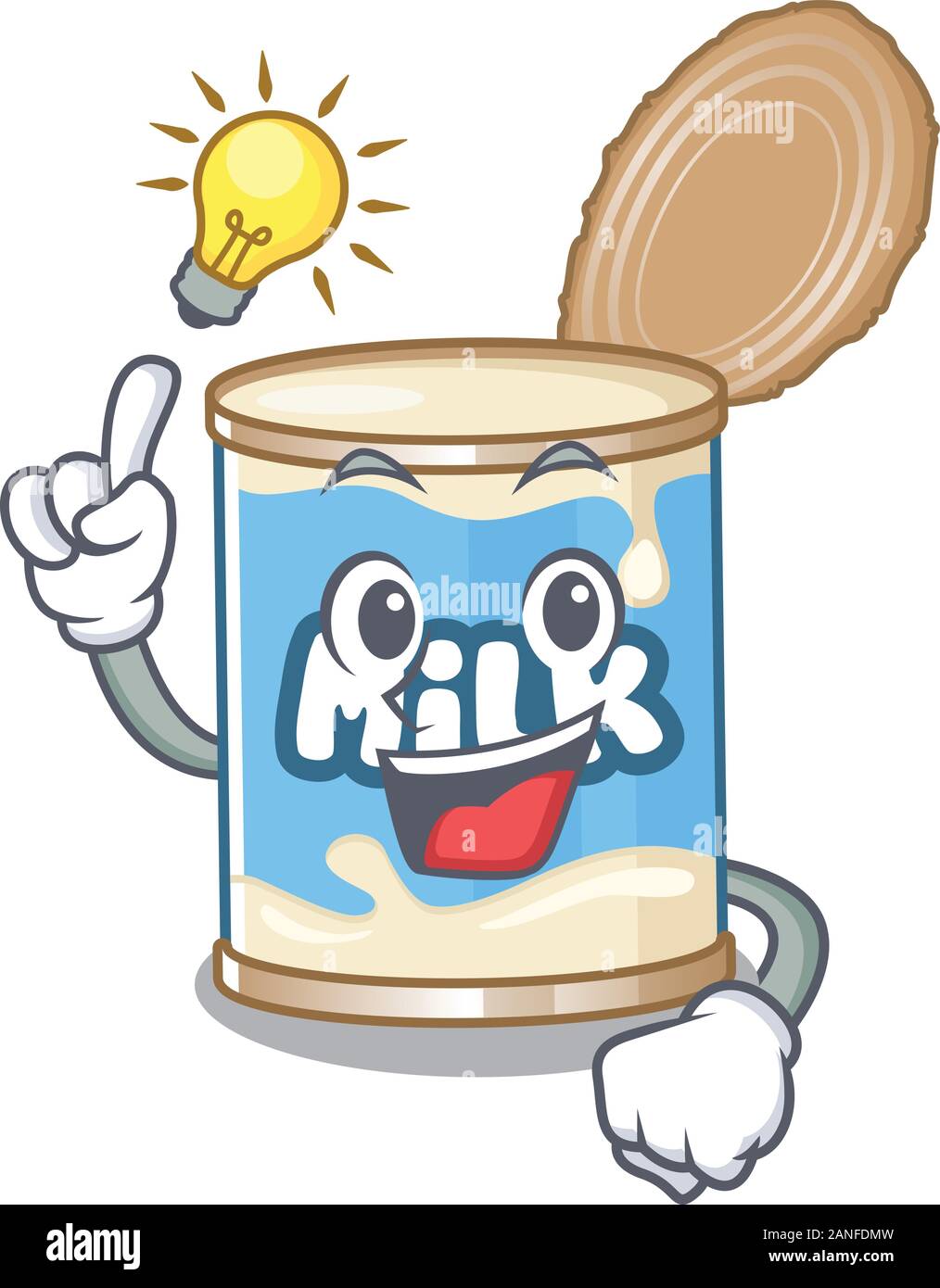 Have an idea gesture of condensed milk cartoon character design Stock ...
