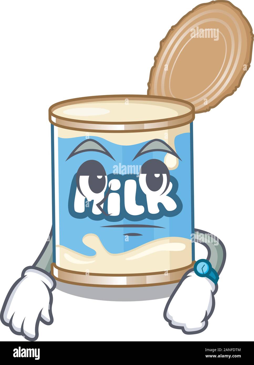 cartoon character design of condensed milk on a waiting gesture Stock ...